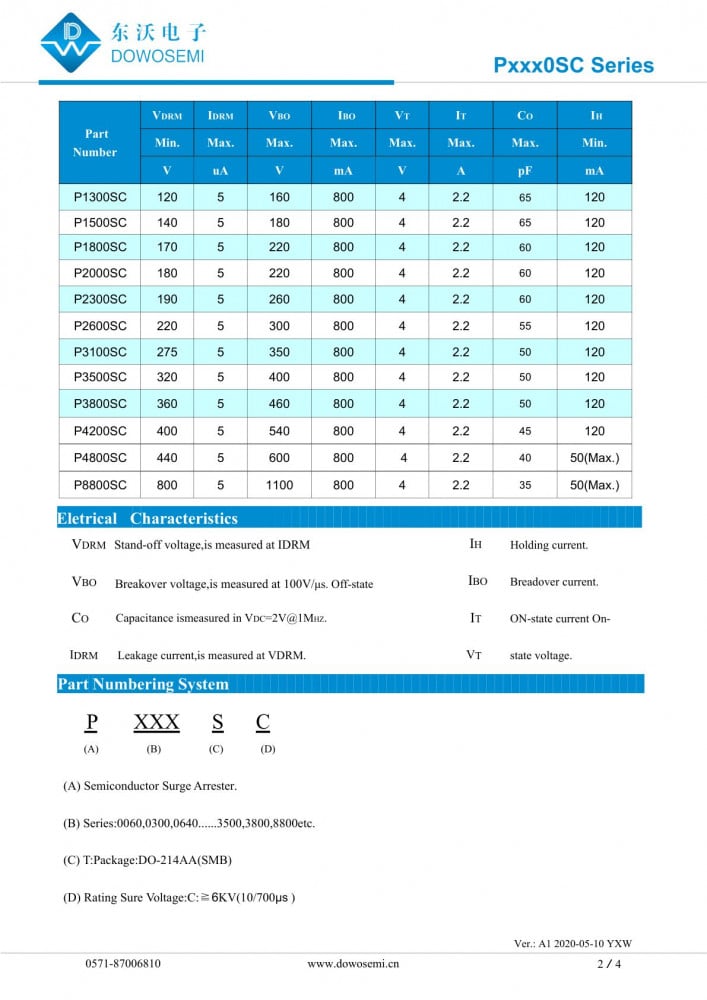 DOWO P1100SC datasheet page 2