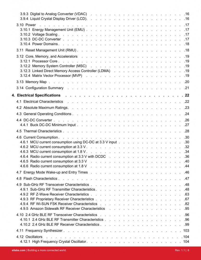 EFR32ZG28 datasheet preview, page 6