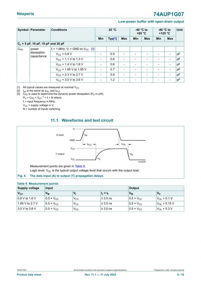 74AUP1G07 datasheet page 8
