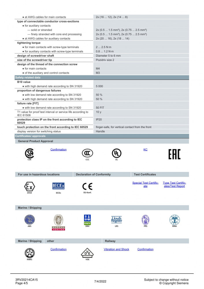 3RV20214CA15 datasheet page 4