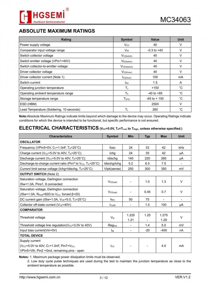 MC34063M/TR datasheet page 3