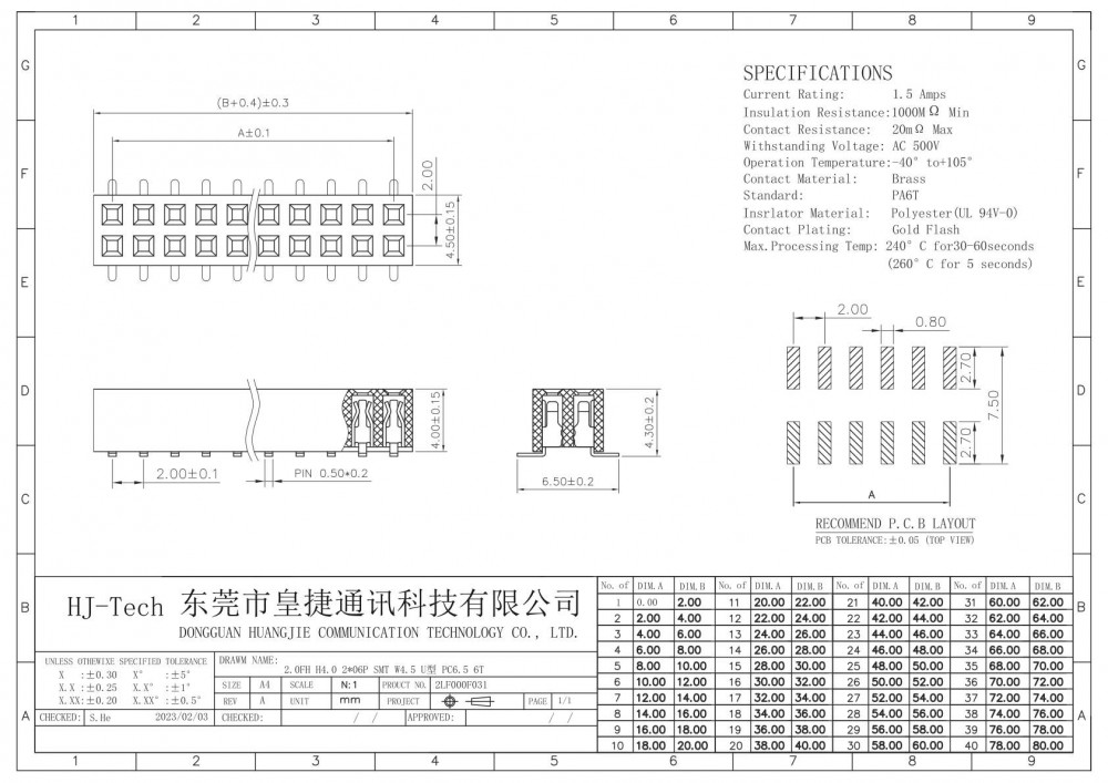 HJ Tech 2LF000F031 product drawing