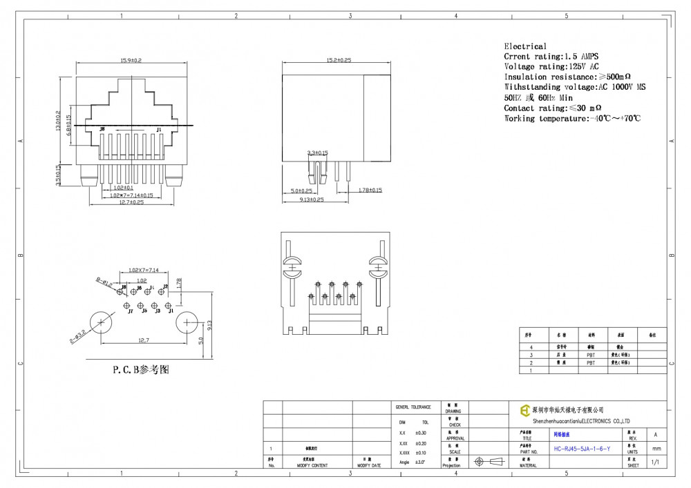 HC-RJ45-5JA-1-6-Y technical document preview