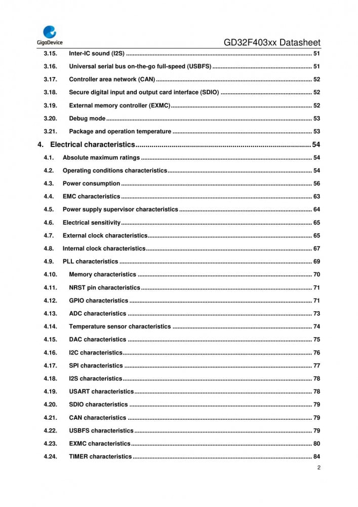 GD32F403xx datasheet page 3