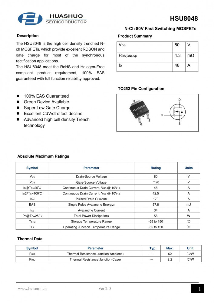 HSU8048 datasheet page 1