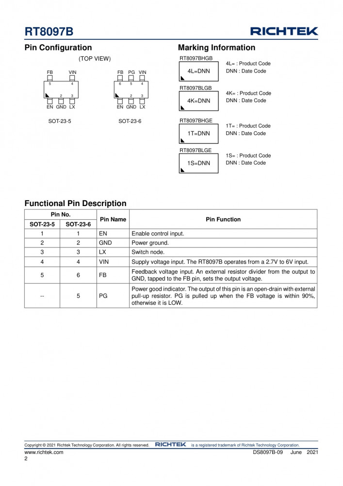 RT8097B datasheet page 2