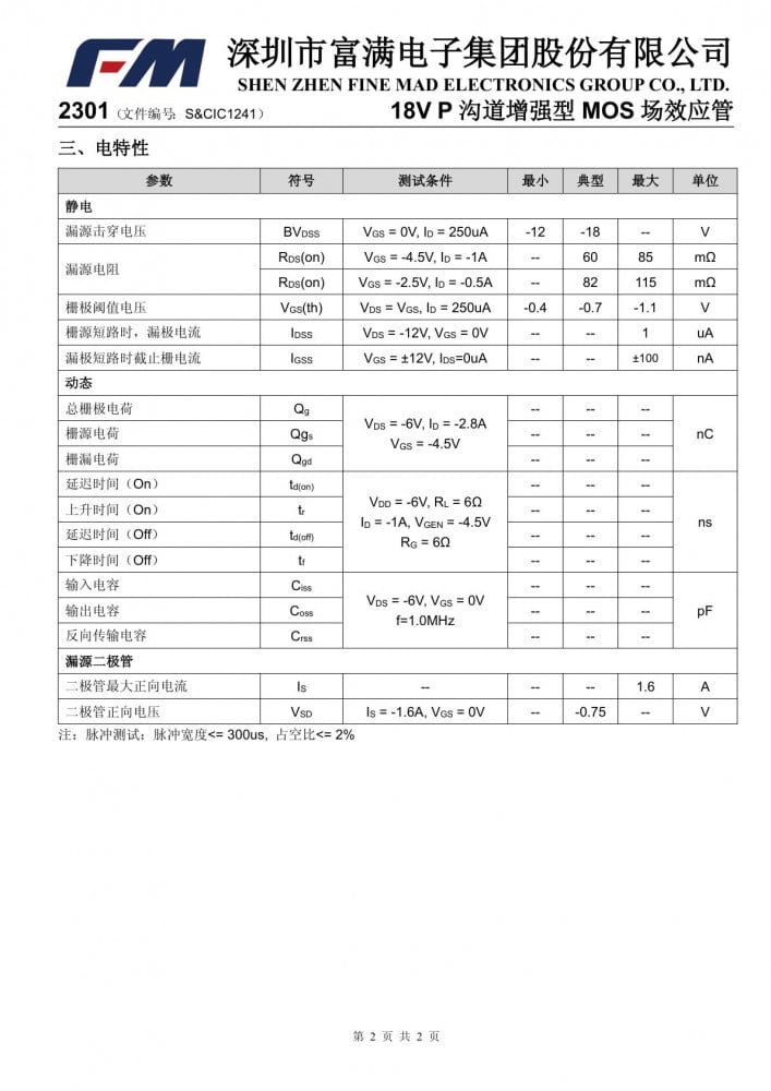 FM 2301 datasheet page 2