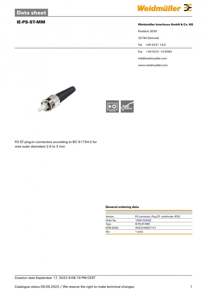 WEIDMULLER IE-PS-ST-MM document page 1