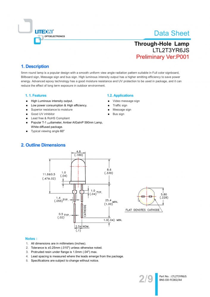 LTL2T3YR6JS datasheet page 2