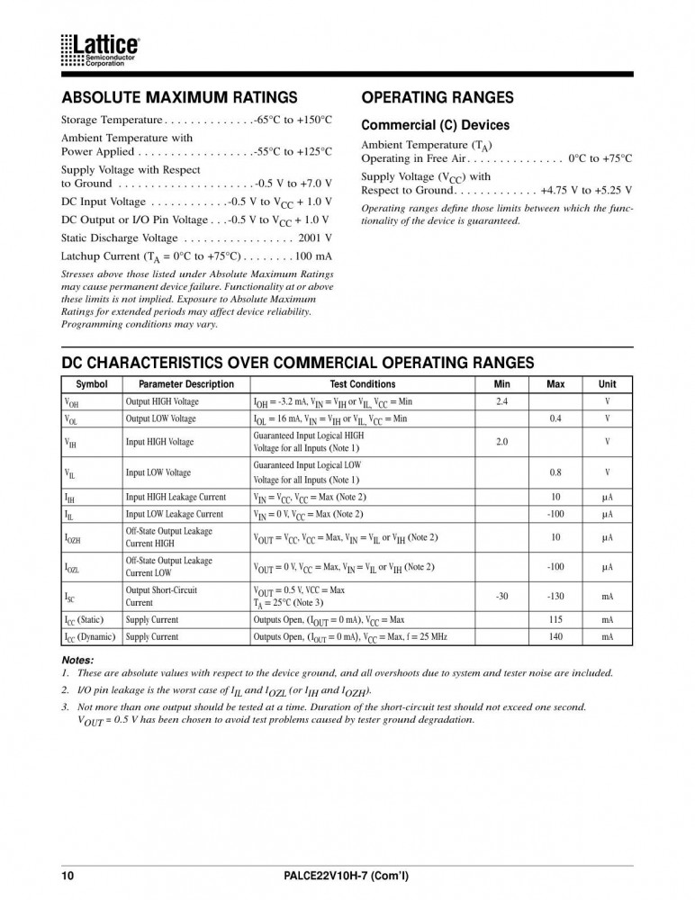 PALCE22V10 datasheet page 10