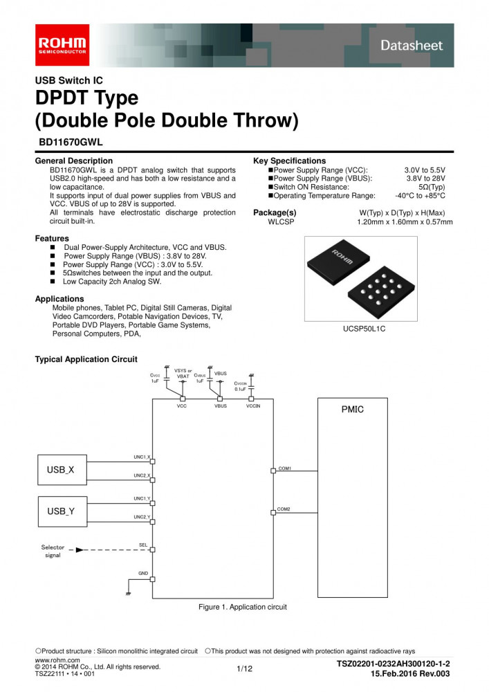 BD11670GWL-E2 datasheet page 1