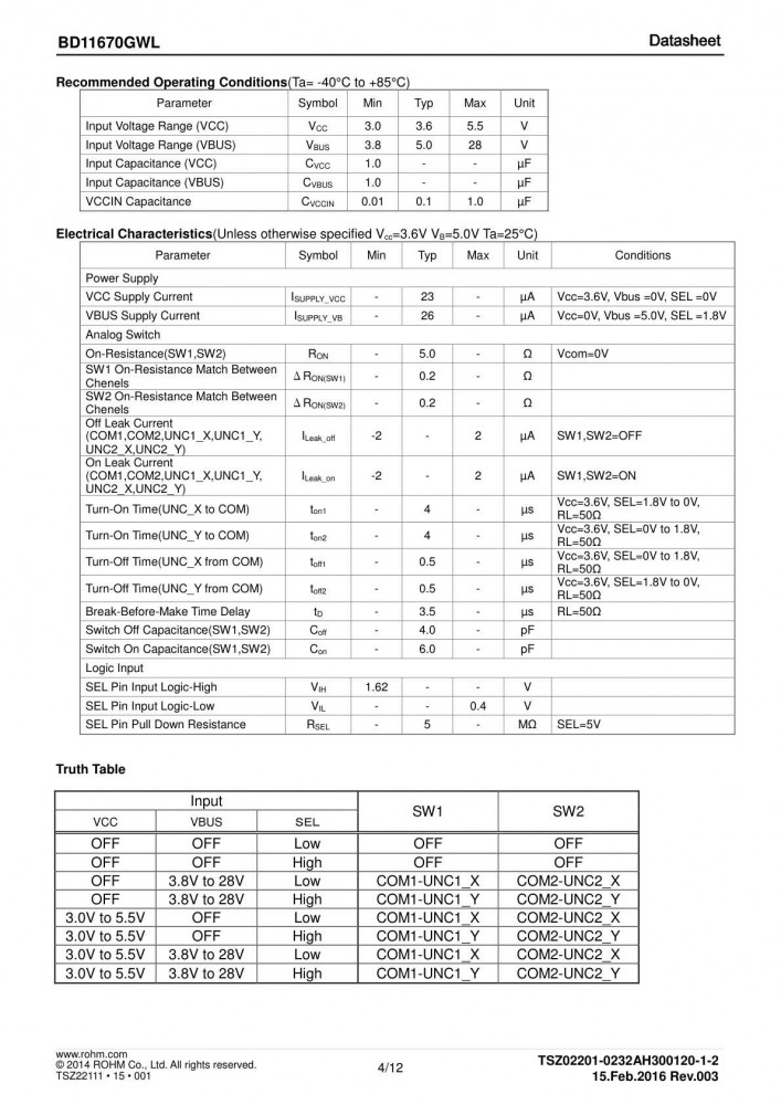 BD11670GWL-E2 datasheet page 4