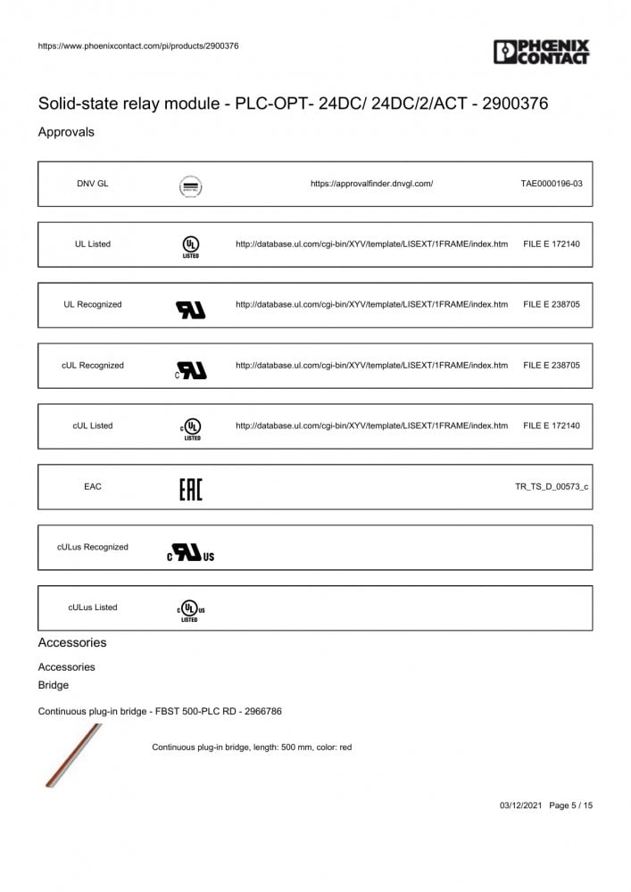 Phoenix Contact 2900376 technical document page 5