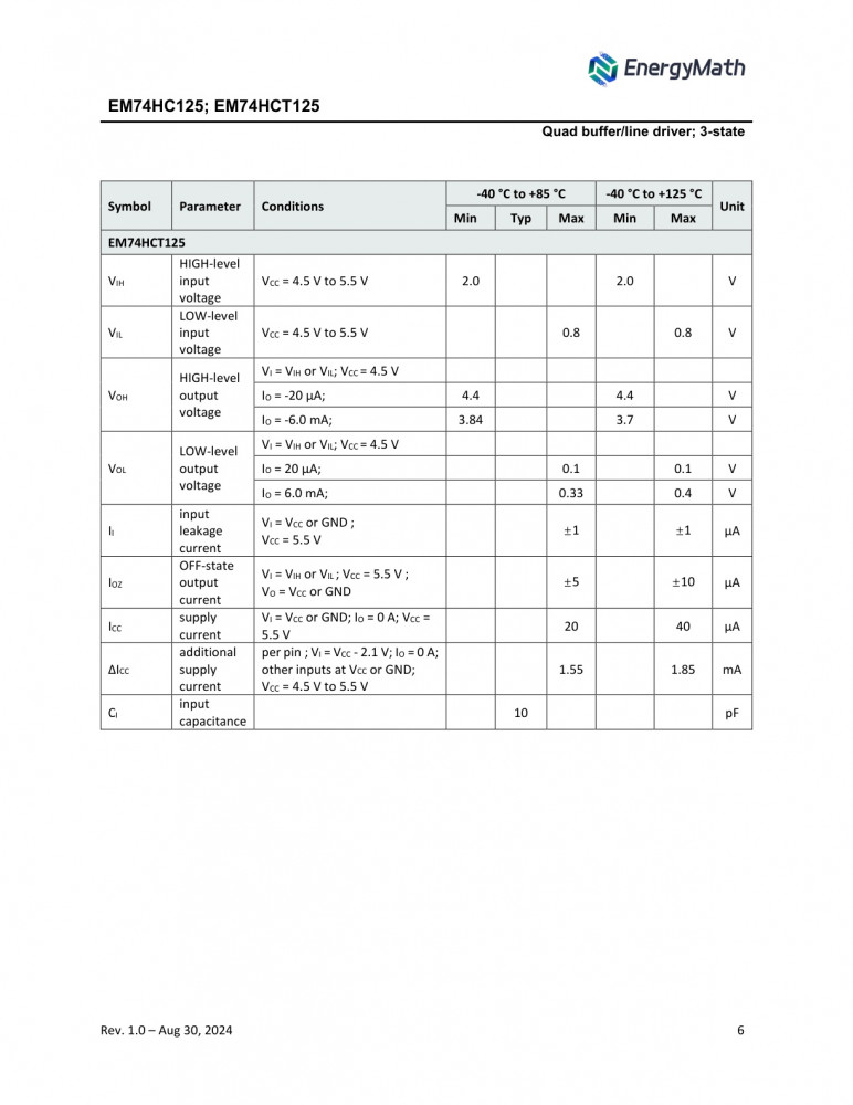 EM74HCT125D datasheet page 6