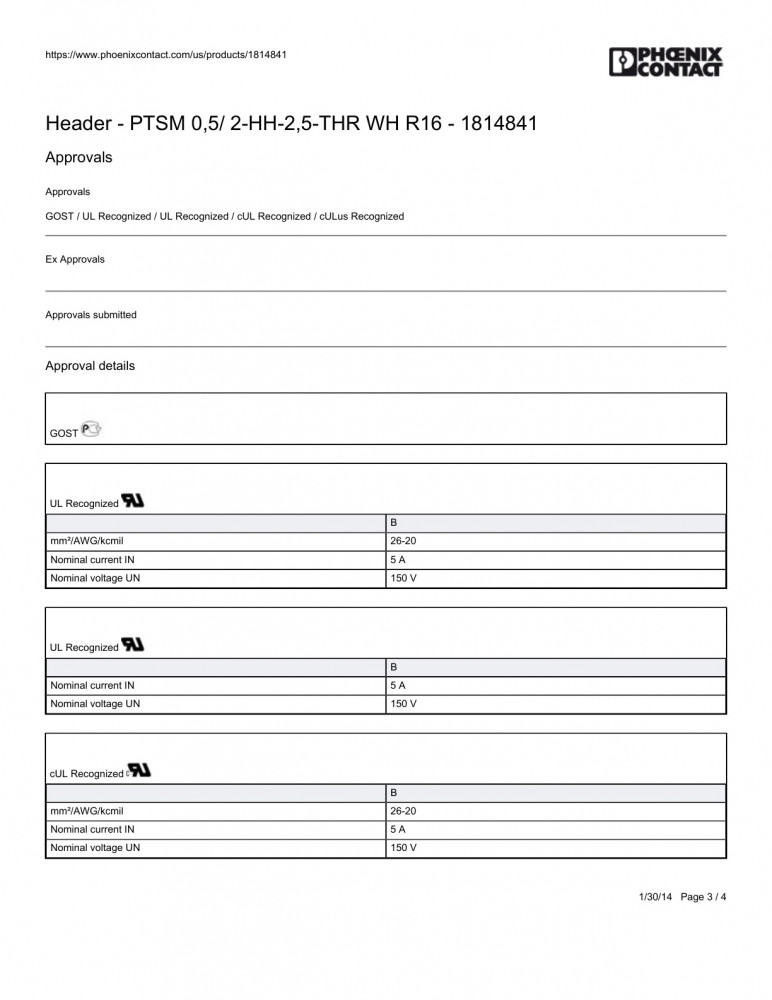 Phoenix Contact 1814841 approvals page 3
