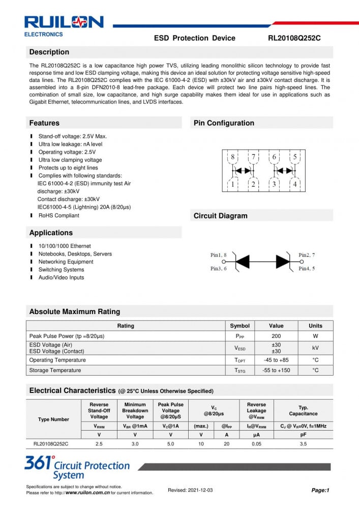 RL20108Q252C technical document page 1