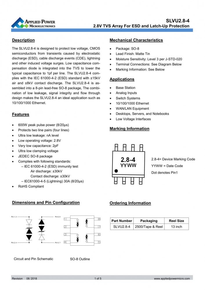 SLVU2.8-4 datasheet page 1
