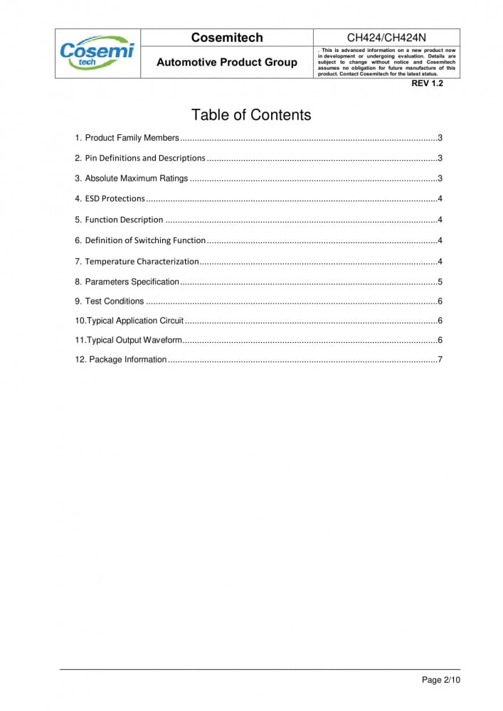 CH424SR datasheet page 2