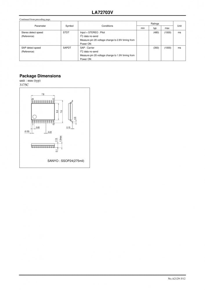 LA72703V datasheet page 3