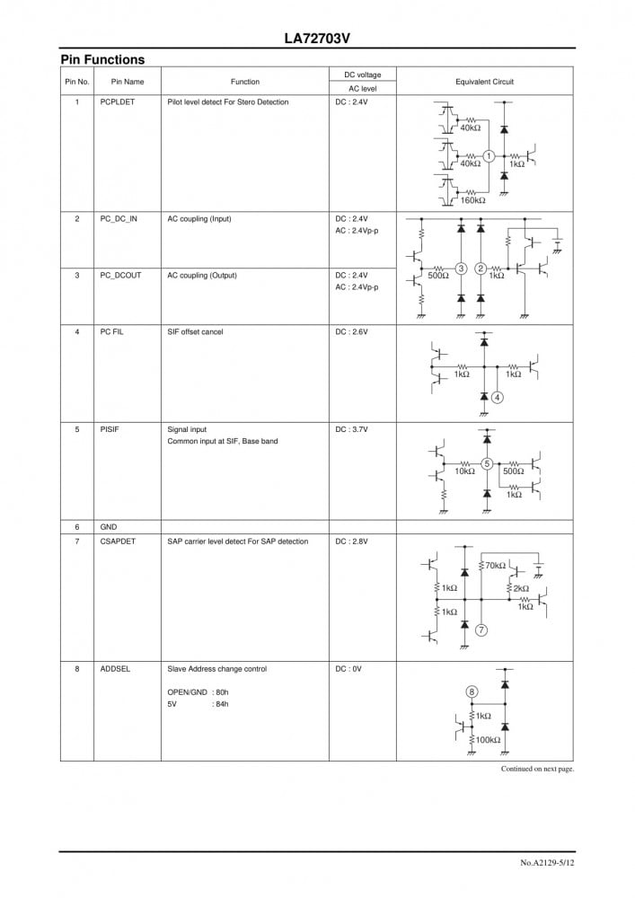 LA72703V datasheet page 5