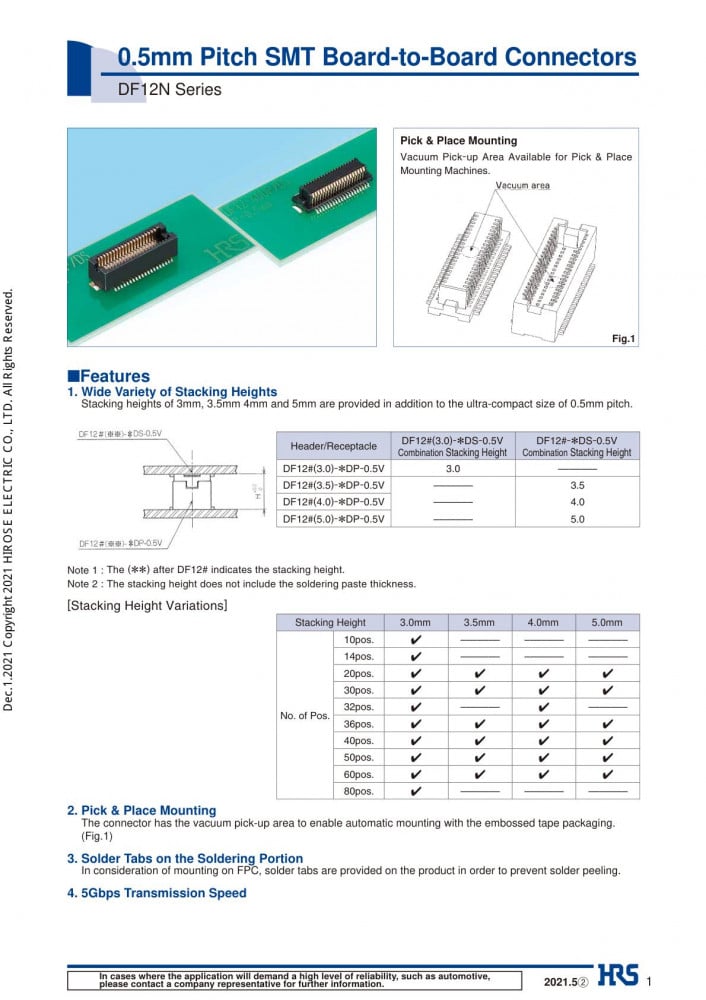 HRS DF12N datasheet page 1