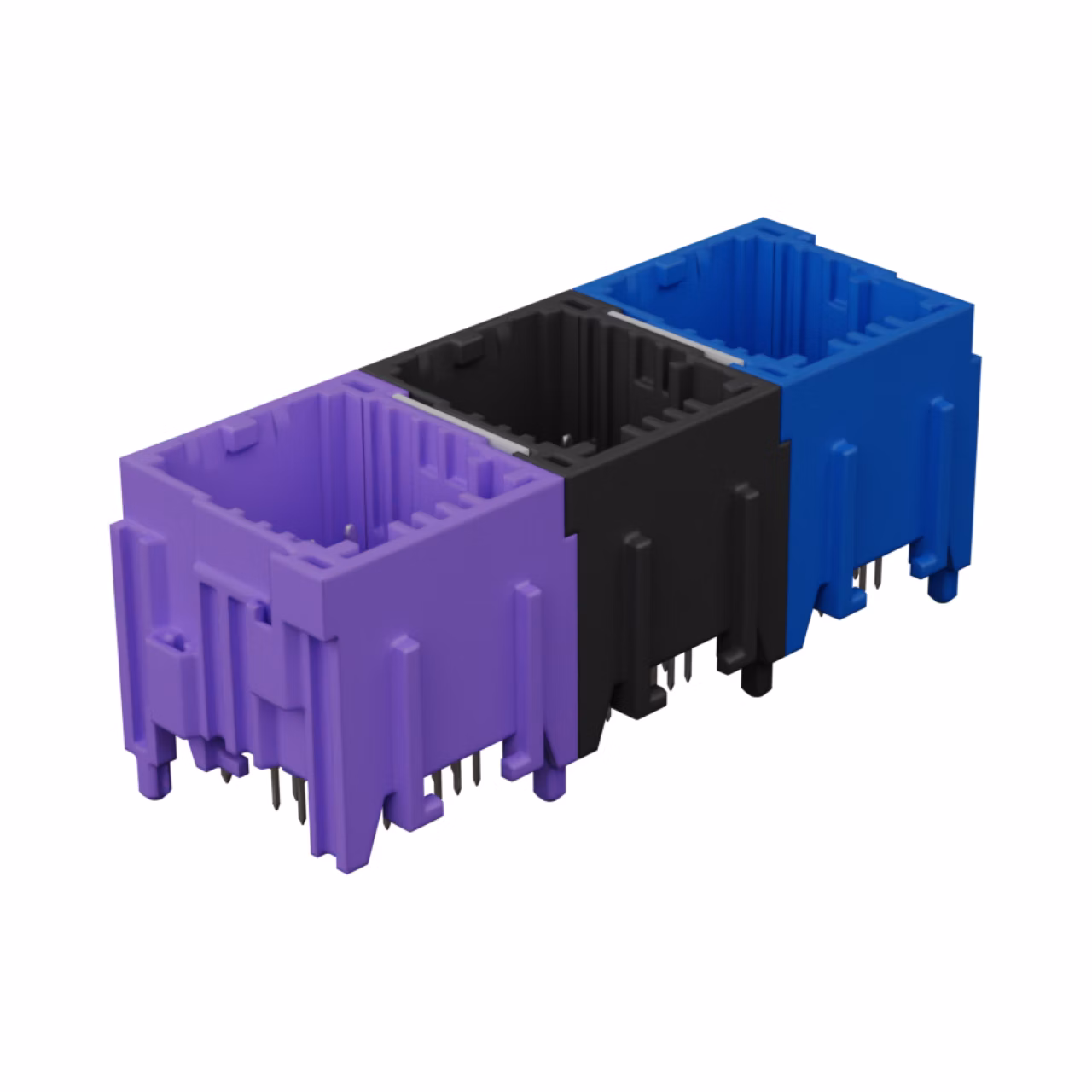 stAK50h 3 Bay Vertical Hybrid Header, 96 Circuits, Bay 1: 32 Circuits/Key 4/Purple; Bay 2: 32 Circuits/Key 3/Dark Gray; Bay 3: 32 Circuits/Key 2/Blue; Tray for sale