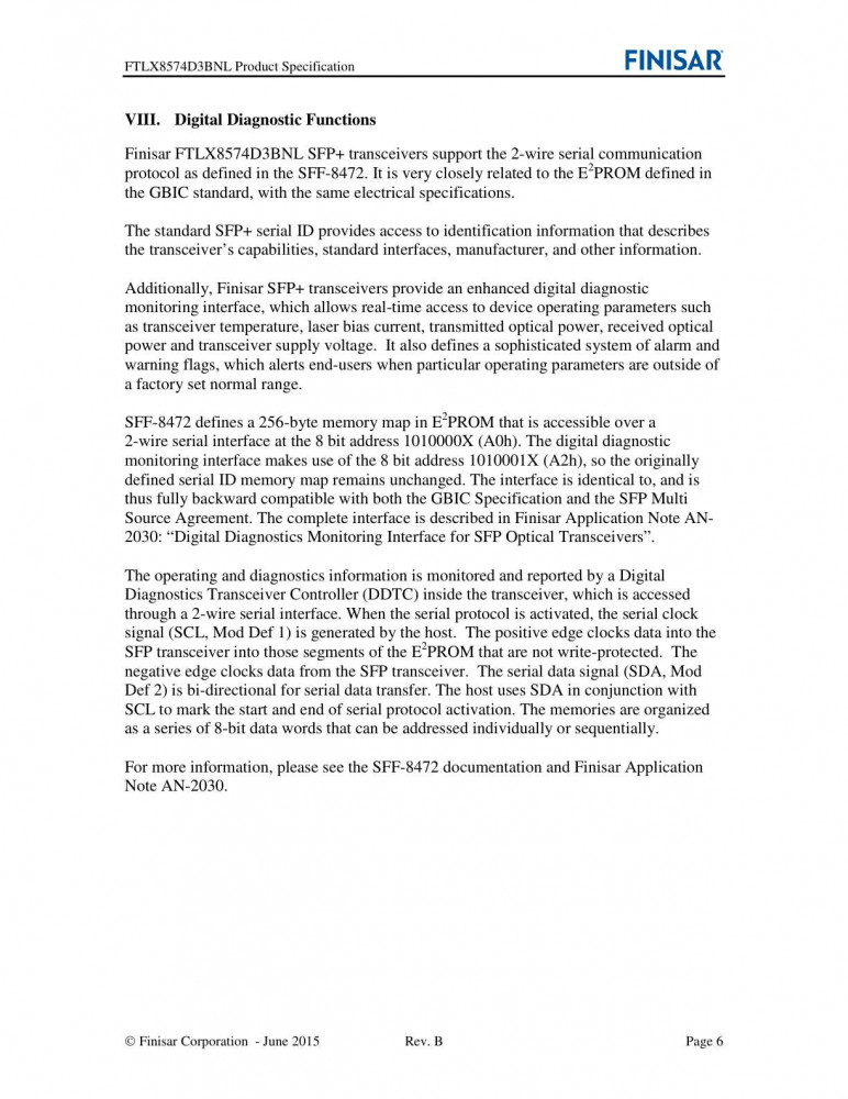 FTLX8574D3BNL product document page 6
