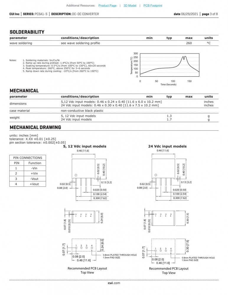 PCSA1-S series datasheet page 3