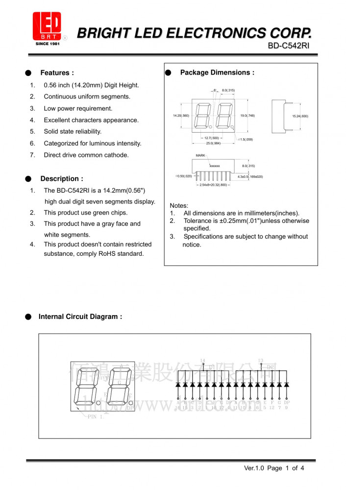 BD-C542RI technical document page 1