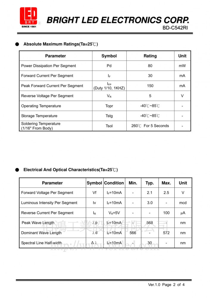 BD-C542RI technical document page 2