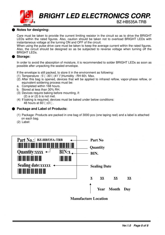 BZ-HB535A-TRB datasheet page 8