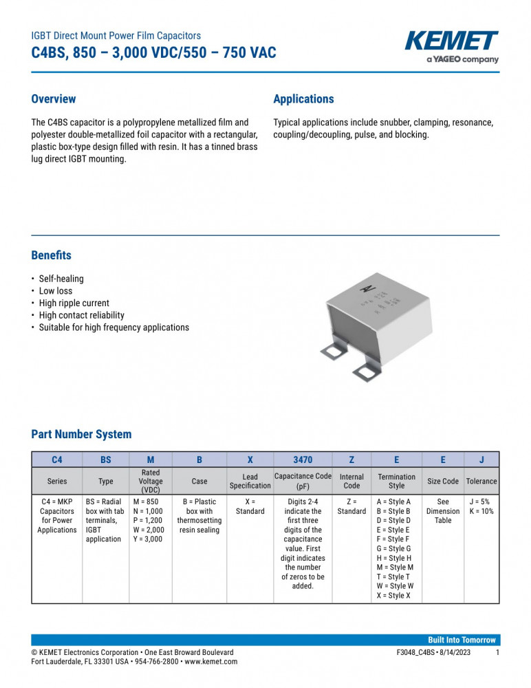 KEMET C4BS datasheet page 1
