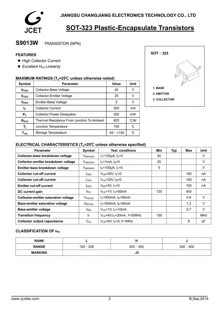 S9013W datasheet page 1