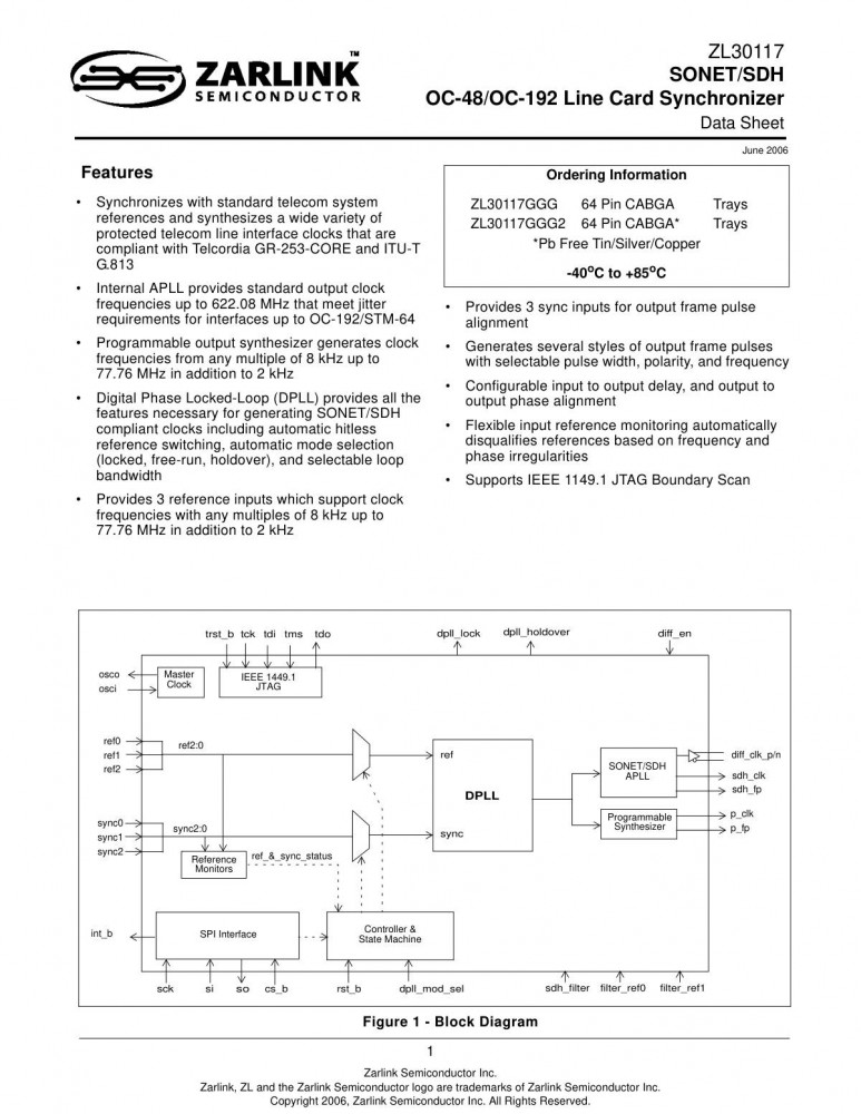 ZL30117GGG2 technical document page 1