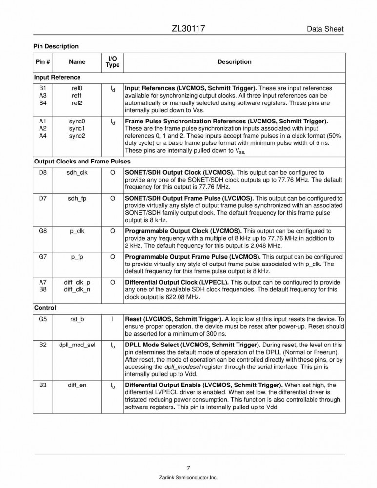 ZL30117GGG2 technical document page 7