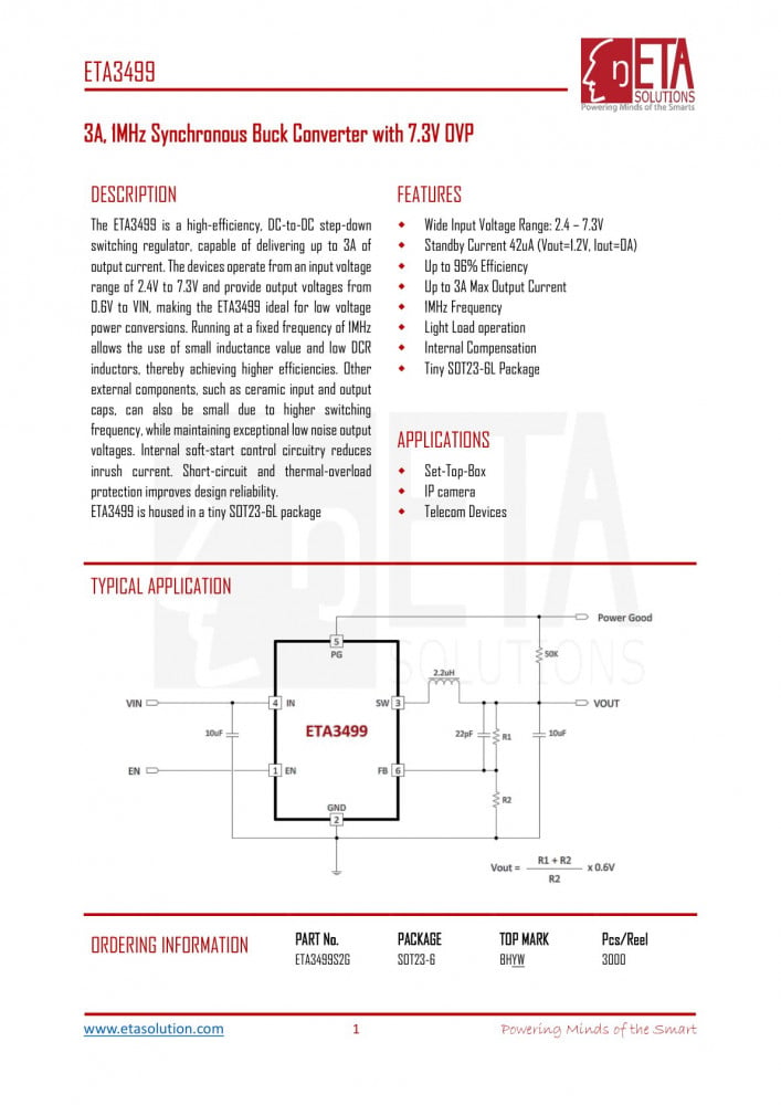 ETA3499S2G datasheet page 1