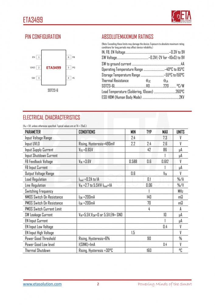 ETA3499S2G datasheet page 2