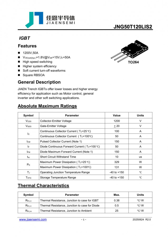 JNG50T120LIS2 datasheet page 1