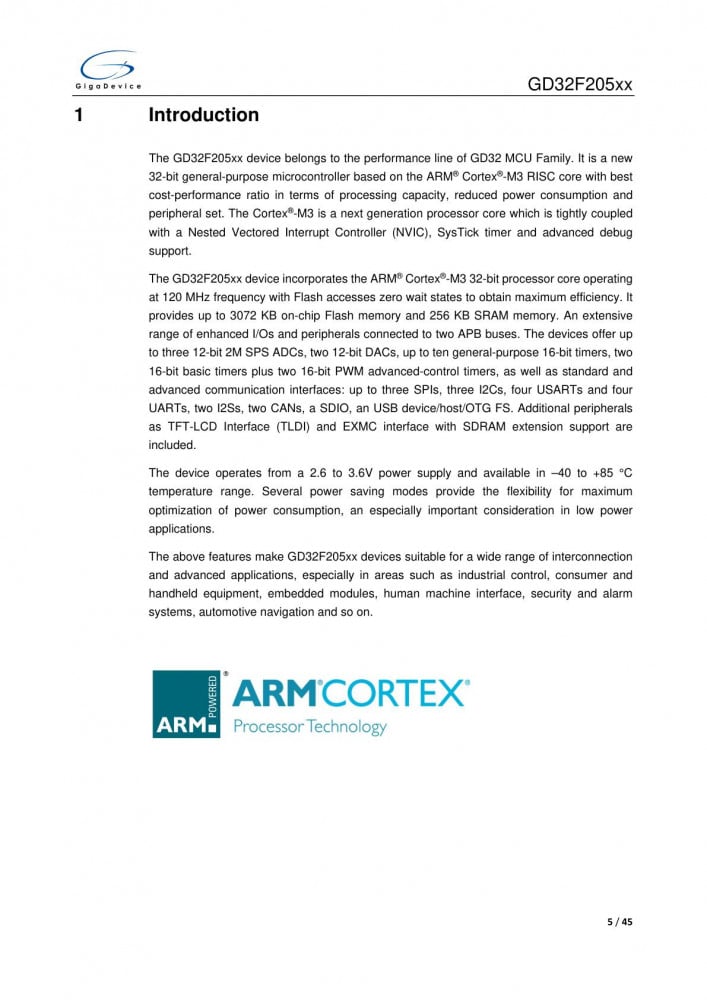 GD32F205xx datasheet page 6
