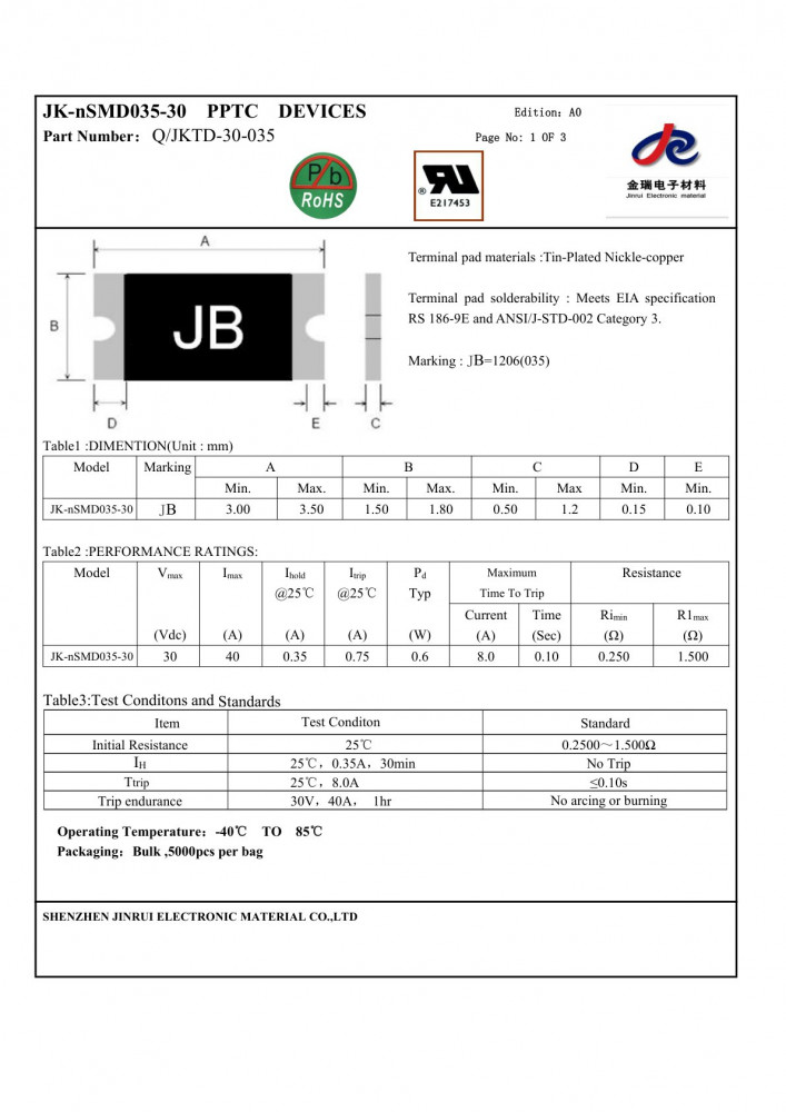 JK-NSMD035-30V datasheet page 1