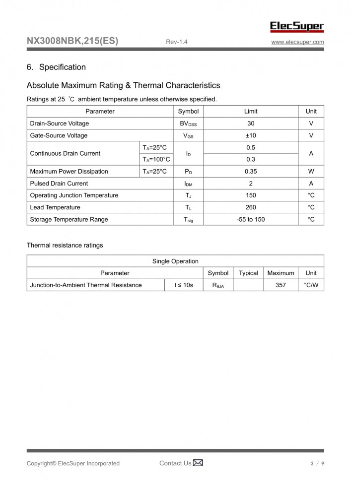 NX3008NBK,215(ES) datasheet page 3
