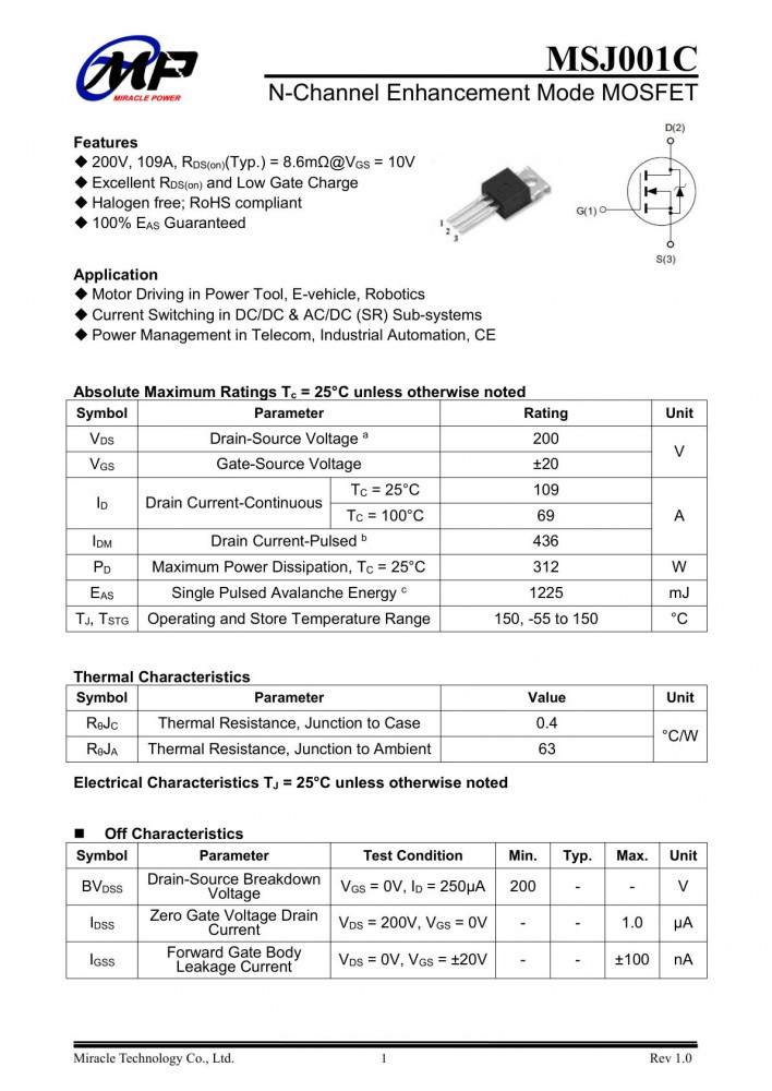 MSJ001C datasheet page 1