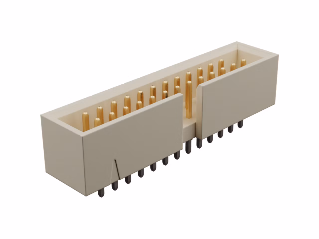 2.54mm Pitch C-Grid Header, Dual Row, Low Profile, Vertical, Shrouded, 26 Circuits (void at circuit 2), 0.38µm Gold (Au) Selective Plating, without PCB Locator, Center Polarization Slot, Lead-Free for sale