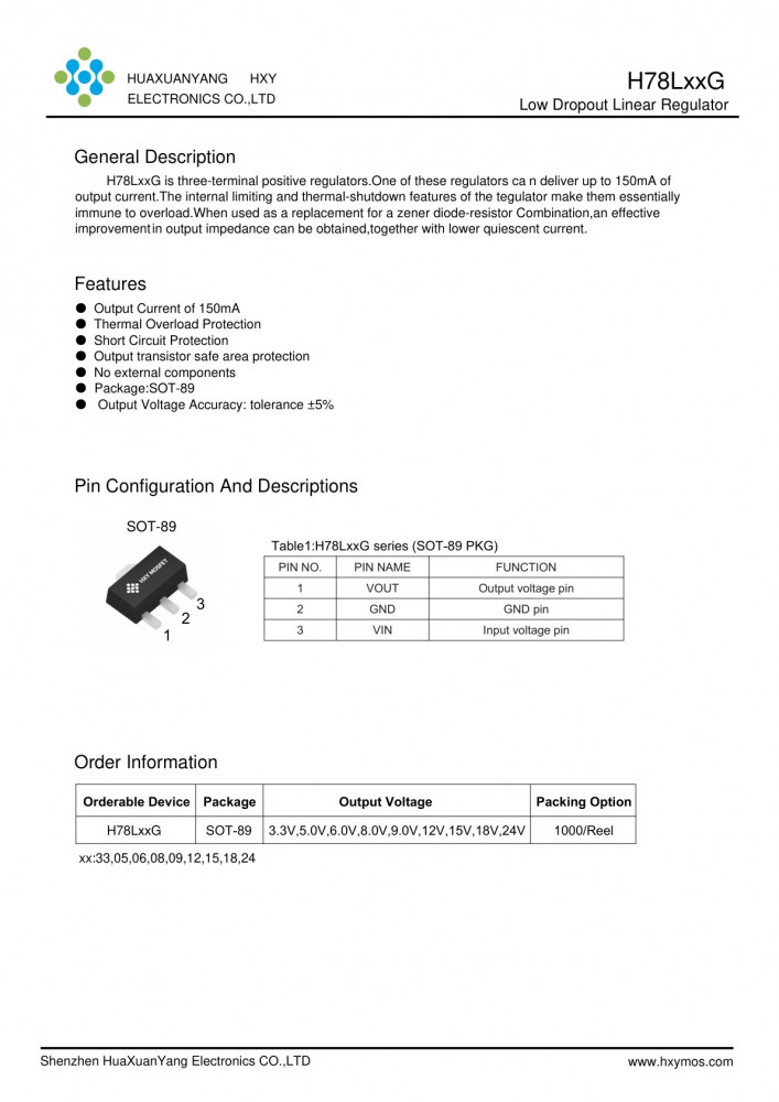 H78L05G datasheet page 1