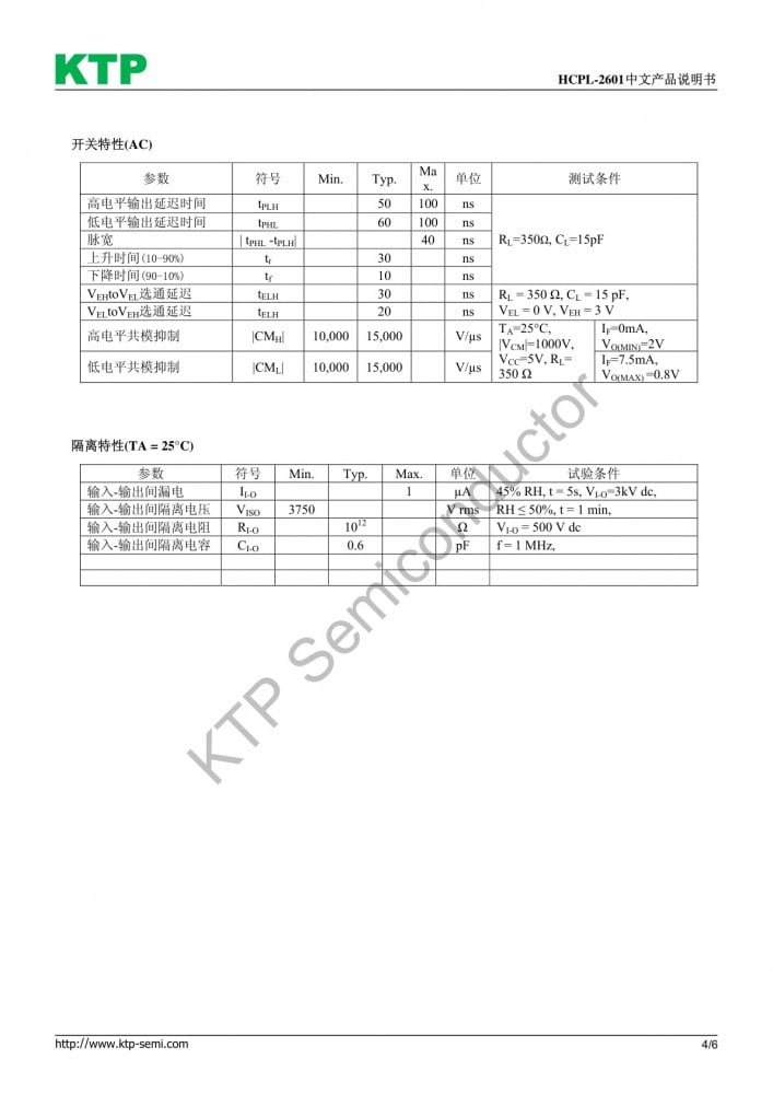 HCPL-2601-C1H0 datasheet page 4
