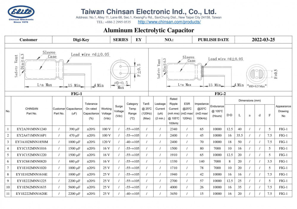 Chinsan EY Series datasheet page 2