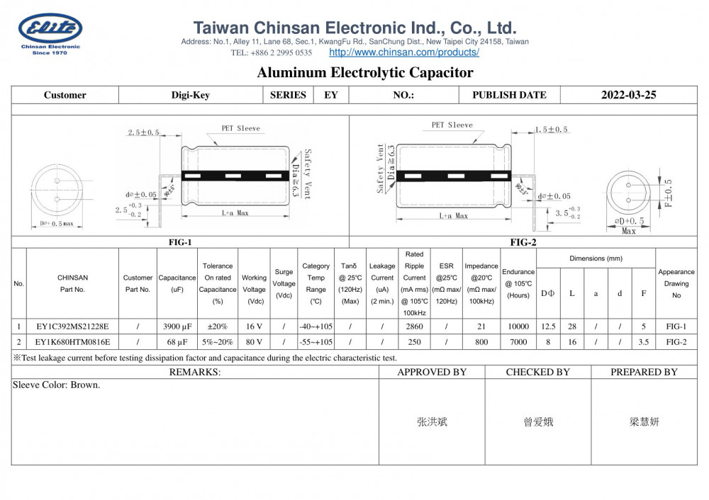 Chinsan EY Series datasheet page 6