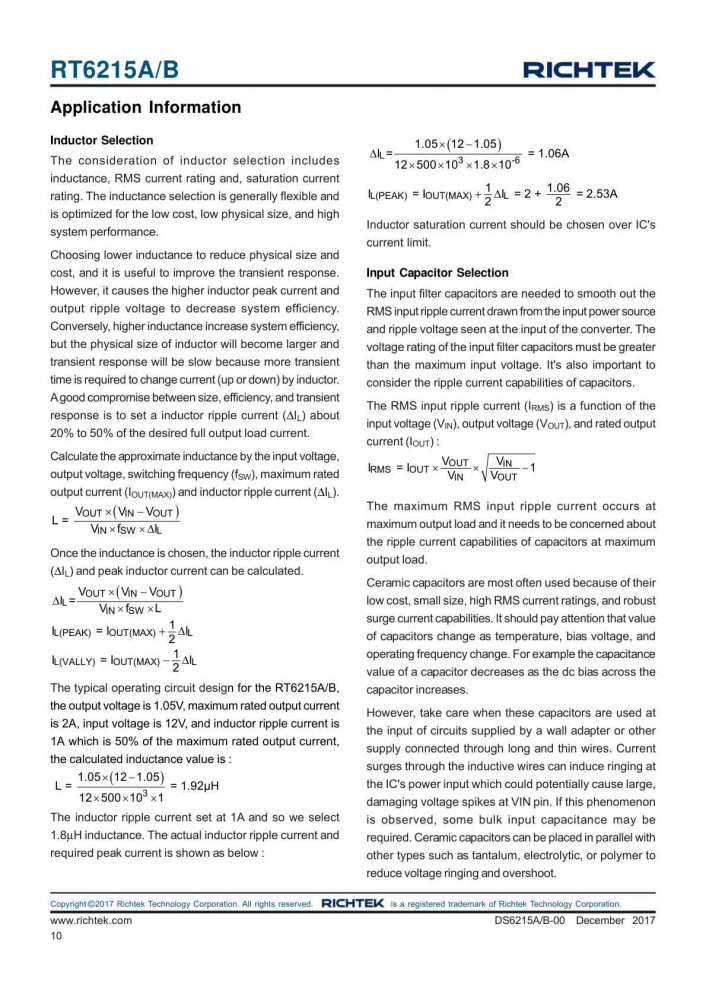 RT6215BHGJ8F datasheet page 10