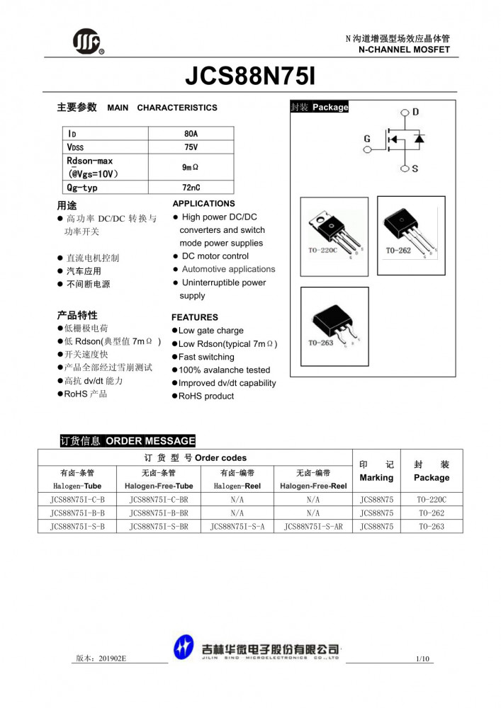 JCS88N75I datasheet page 1