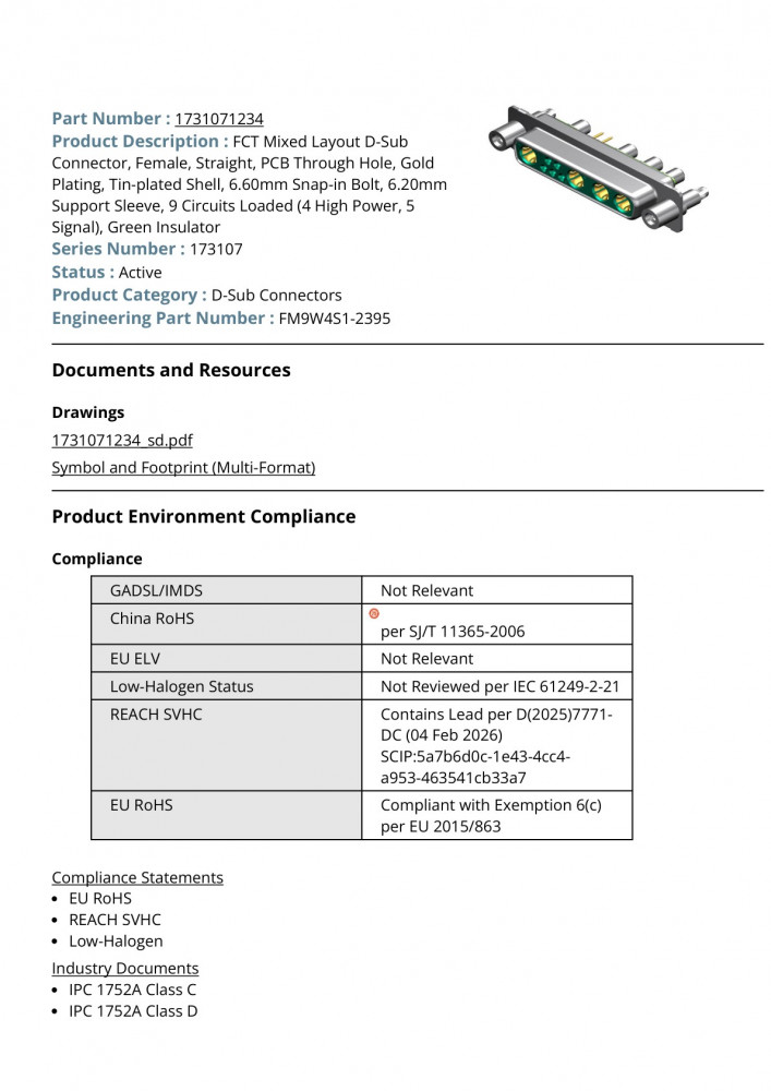 MOLEX 1731071234 technical drawing preview, page 1